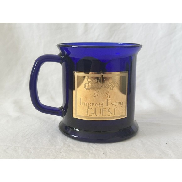 Friendly's | Dining | Vintage Friendlys Blue Glass Coffee Mug Gold ...